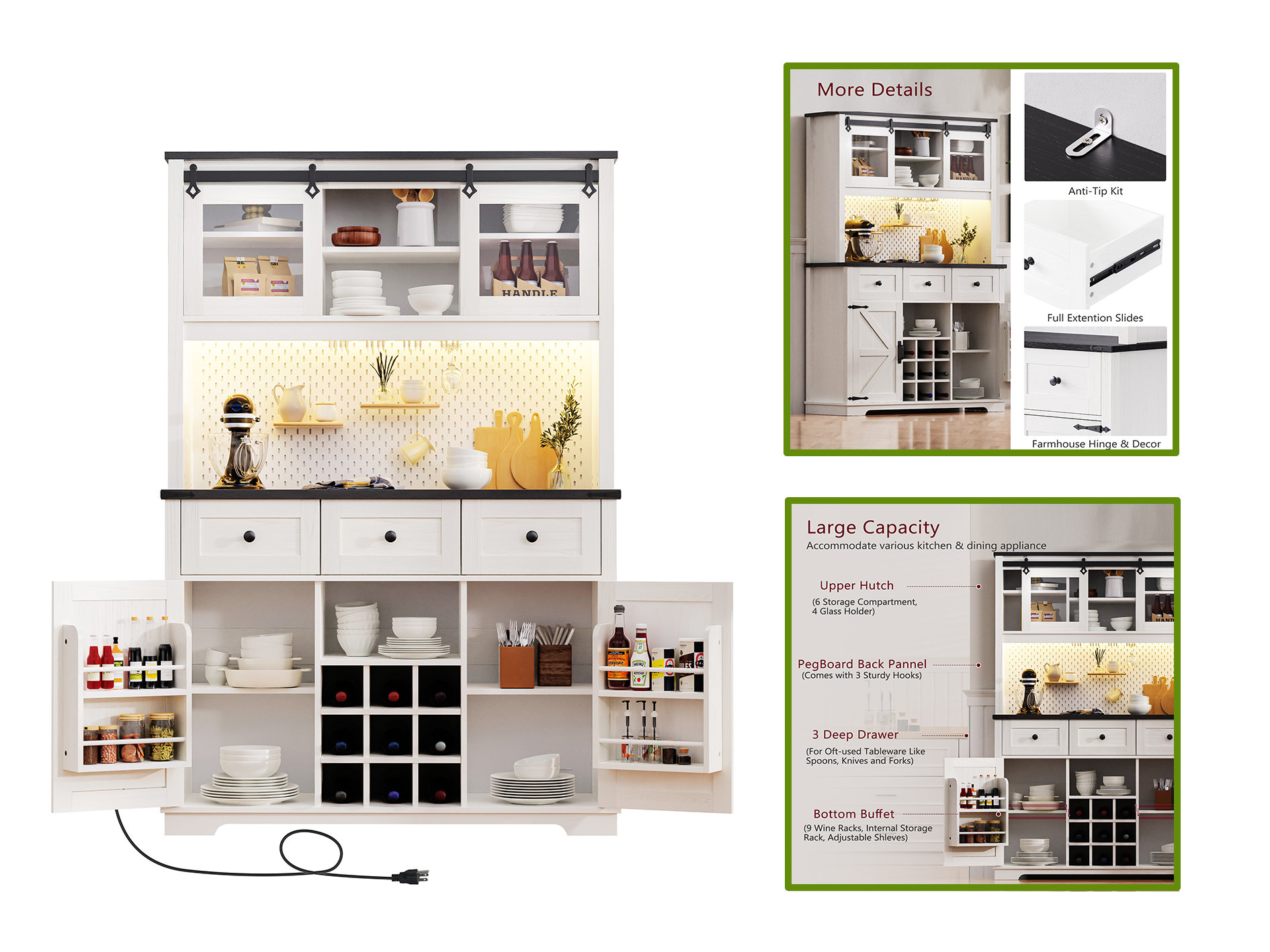 Ivy Bronx Farmhosue Pantry Bar Cabinet | Wayfair