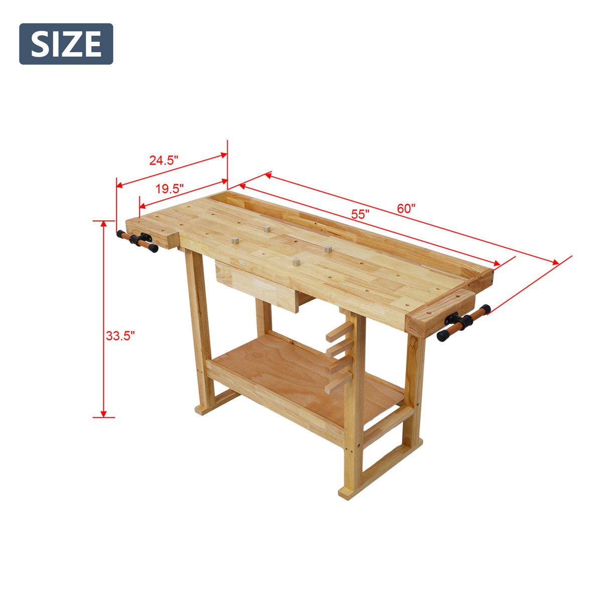 WFX Utility™ 60" W Acacia Wood Top Workbench | Wayfair