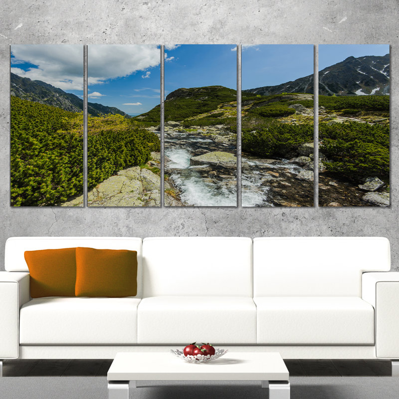 DesignArt Alpine Stream in High Mountains 5 Piece Wall Art on Wrapped ...