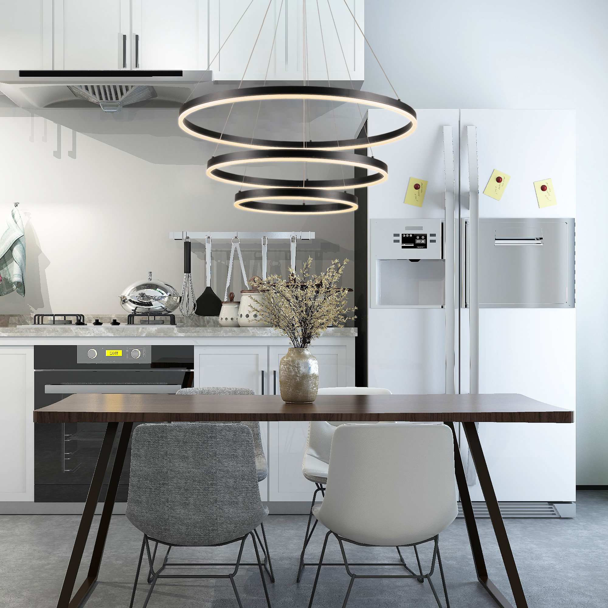 Orren Ellis Cullinan Modern 3-Light Matte Black Linear LED Hanging ...