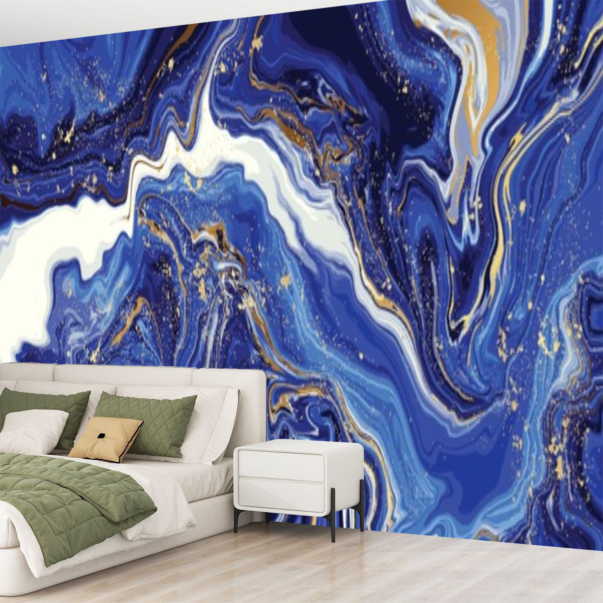 PeeNoke Peel and Stick Canvas Wallpaper Wall Mural Blue Marble gold ...