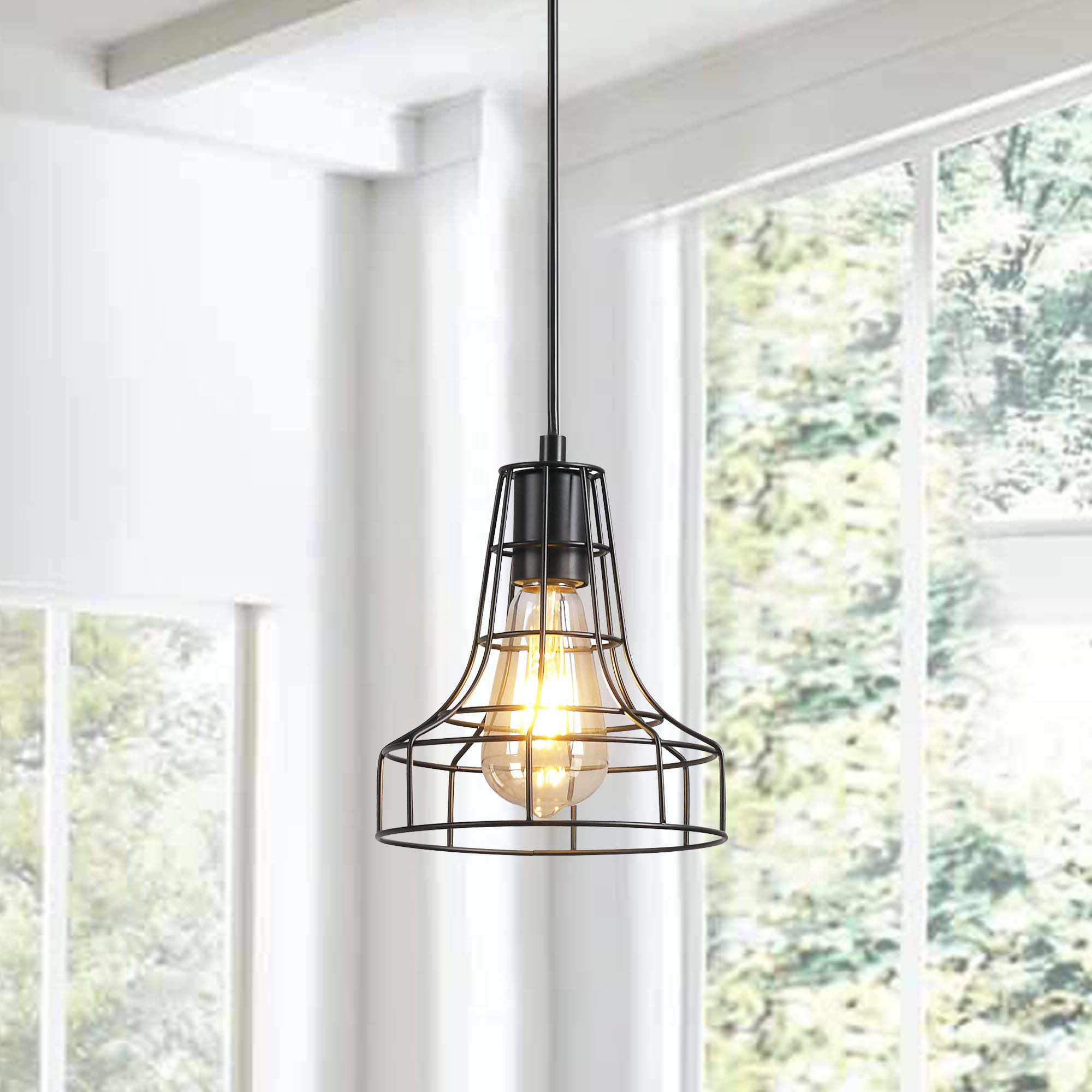 17 Stories 1 - Light Black Single Pendant Light Fixture Hanging Ceiling ...