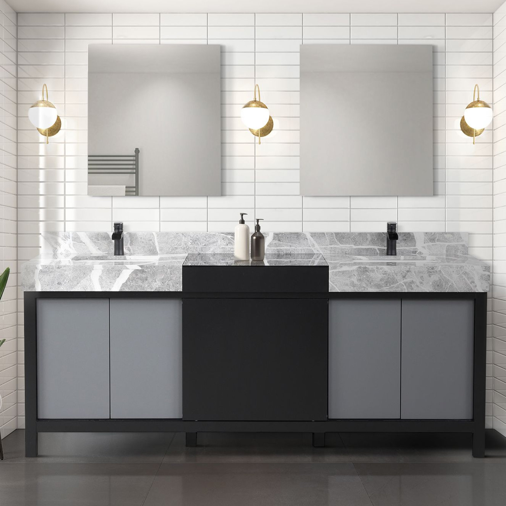 Lexora Zilara 80 Inch Bathroom Vanity Cabinet In Black And Grey, With ...