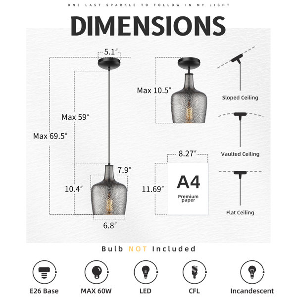 Breakwater Bay Weisend 1 - Light Single Pendant | Wayfair
