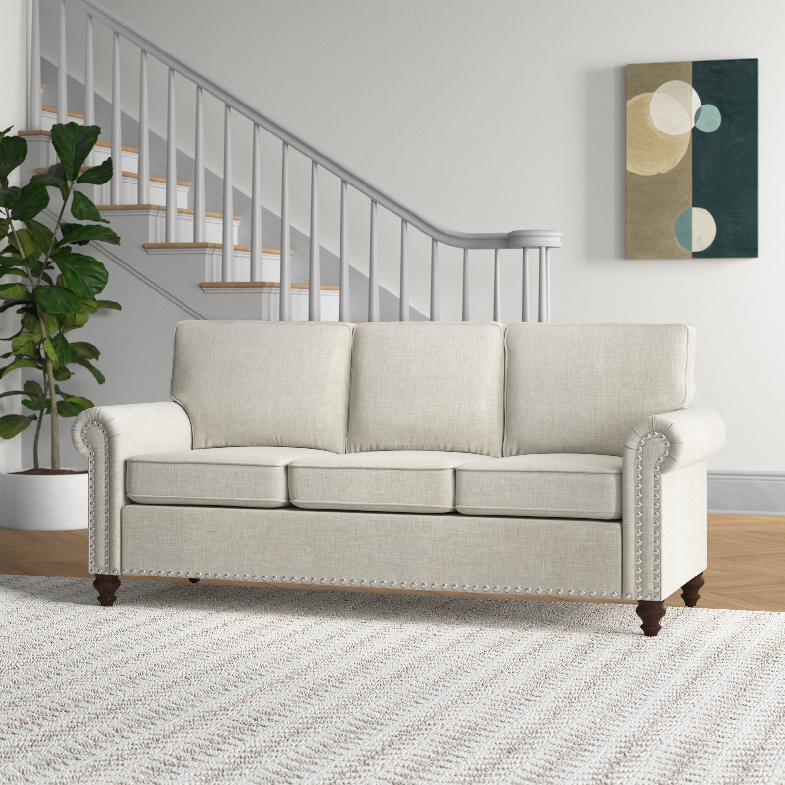 Lark Manor Anylia 78'' Linen Blend Sofa With Solid Wooden Legs ...