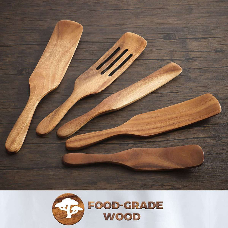 Gustave 5 - Piece Wood Spatula Kitchen Cooking Utensils Wooden Cookware ...