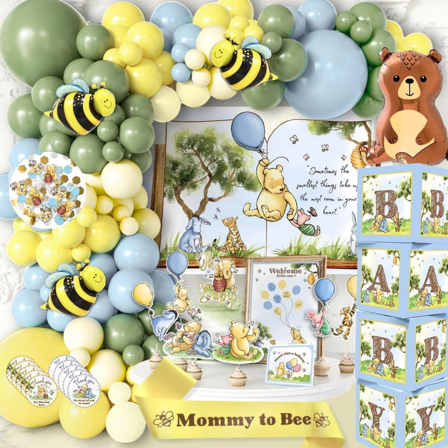 Stack man 269 Pieces Winnie The Pooh Baby Shower Decorations Kit, All ...