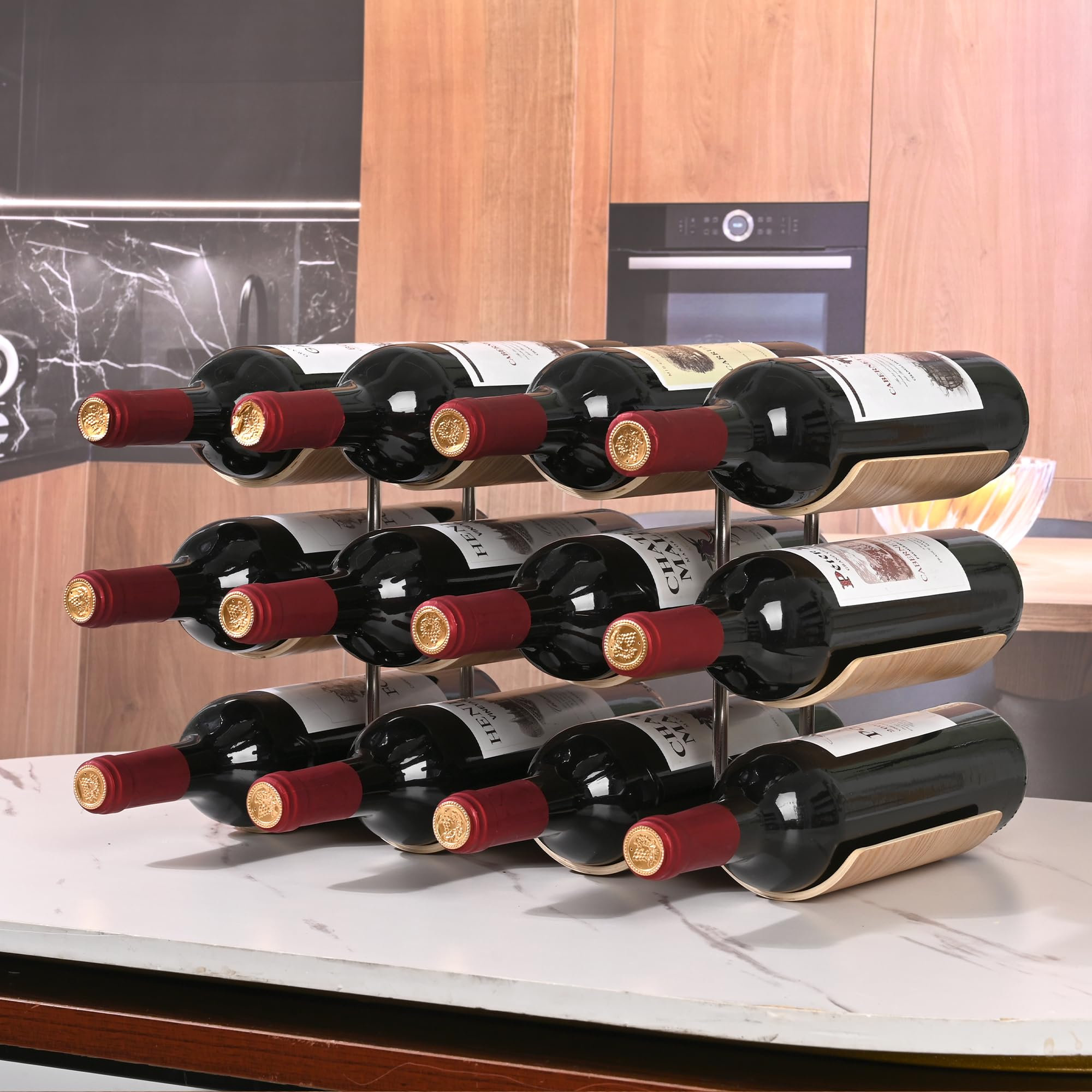 Ivy Bronx Countertop Wine Rack - 12 Bottle Freestanding Wine Bottle ...