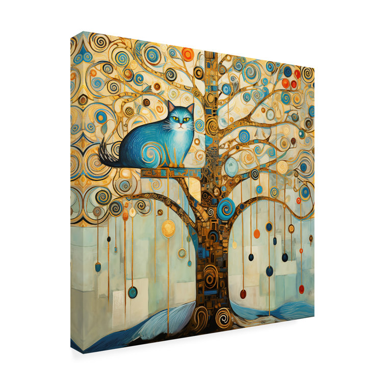 Winston Porter Art Deco Cat 6 On Canvas by Ray Heere Print | Wayfair