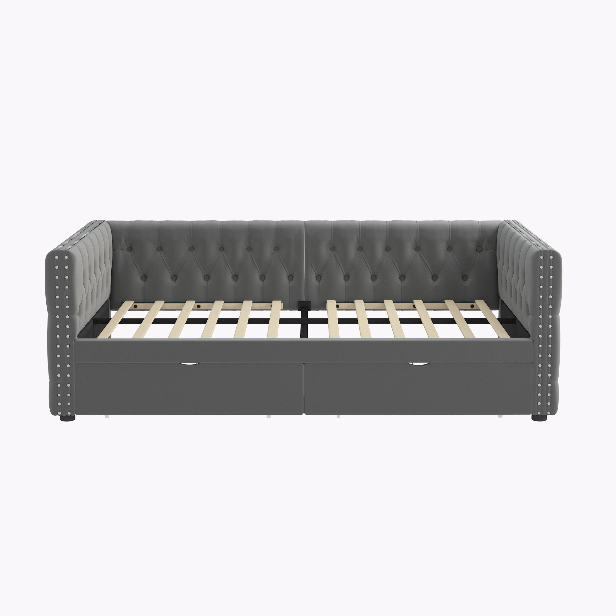 Mercer41 Velvet Upholstered Tufted Daybed with 2 Drawer | Wayfair