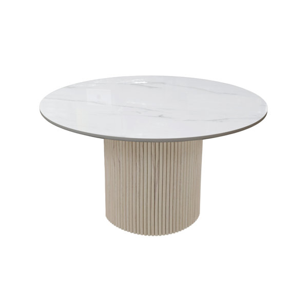 Joss & Main Fairmont Quartz Top Round Dining Table, White Wash Base ...