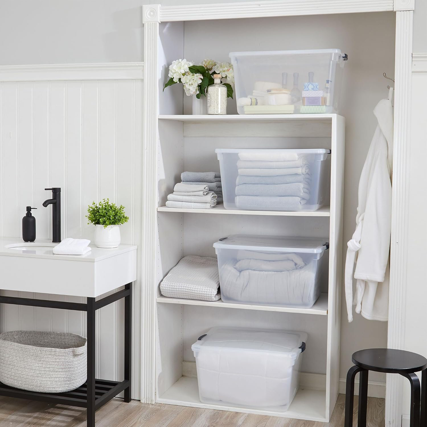 THIROX Cleverstore 74 Quart Latching Plastic Storage Containers With ...