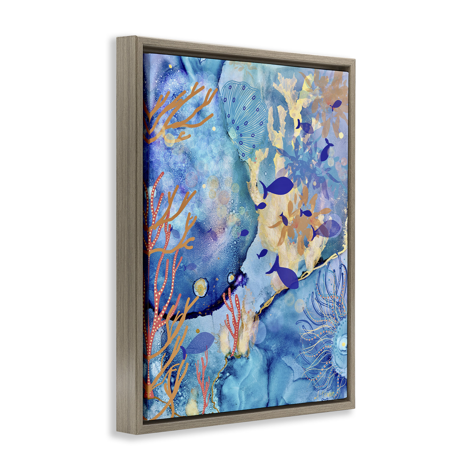 Bay Isle Home™ Coral & Sea Life Collage Floating Frame, design by Amy ...