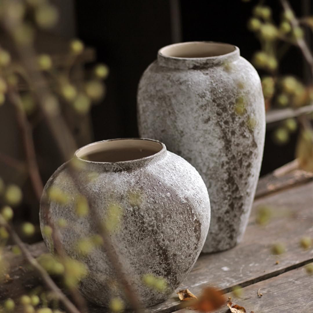 Gracie Oaks Rustic Ceramic Flower Vase, Ceramic Vase For Home Decor ...