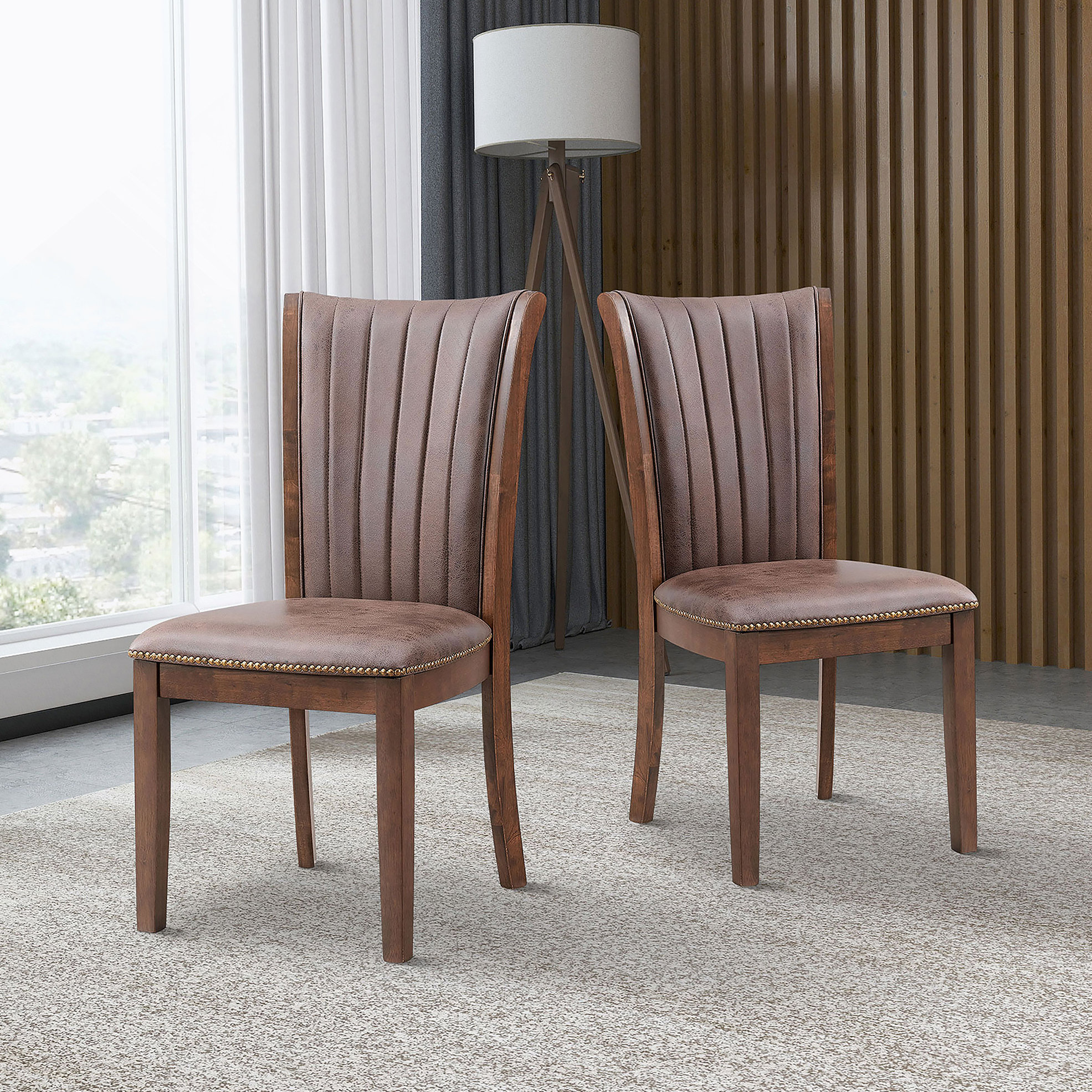 Lark Manor™ Wooden Dining Chairs Set of 2, Modern Fabric Upholstered ...