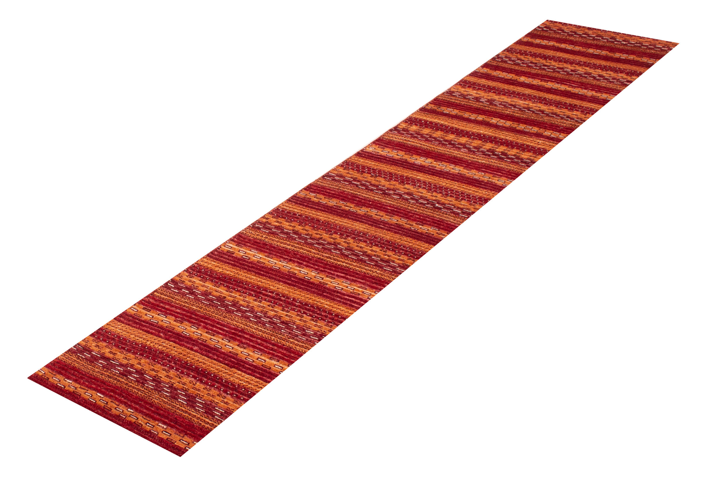 Foundry Select Striped Hand-Knotted Runner 2'6" x 12'5" Wool Area Rug ...