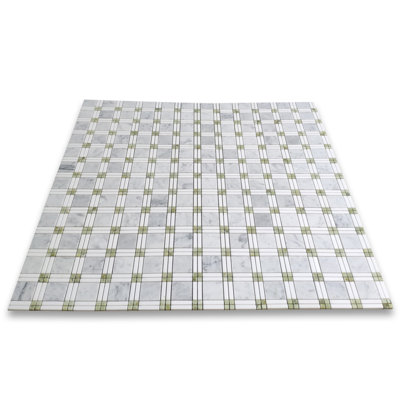 Marble Online 12" x 12" Marble Grid Mosaic Wall & Floor Tile | Wayfair