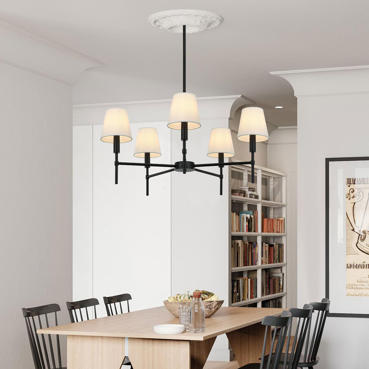 Latitude Run® 4.0X6.0X6.0 Inch Chandelier Shade, White Linen Fabric ...