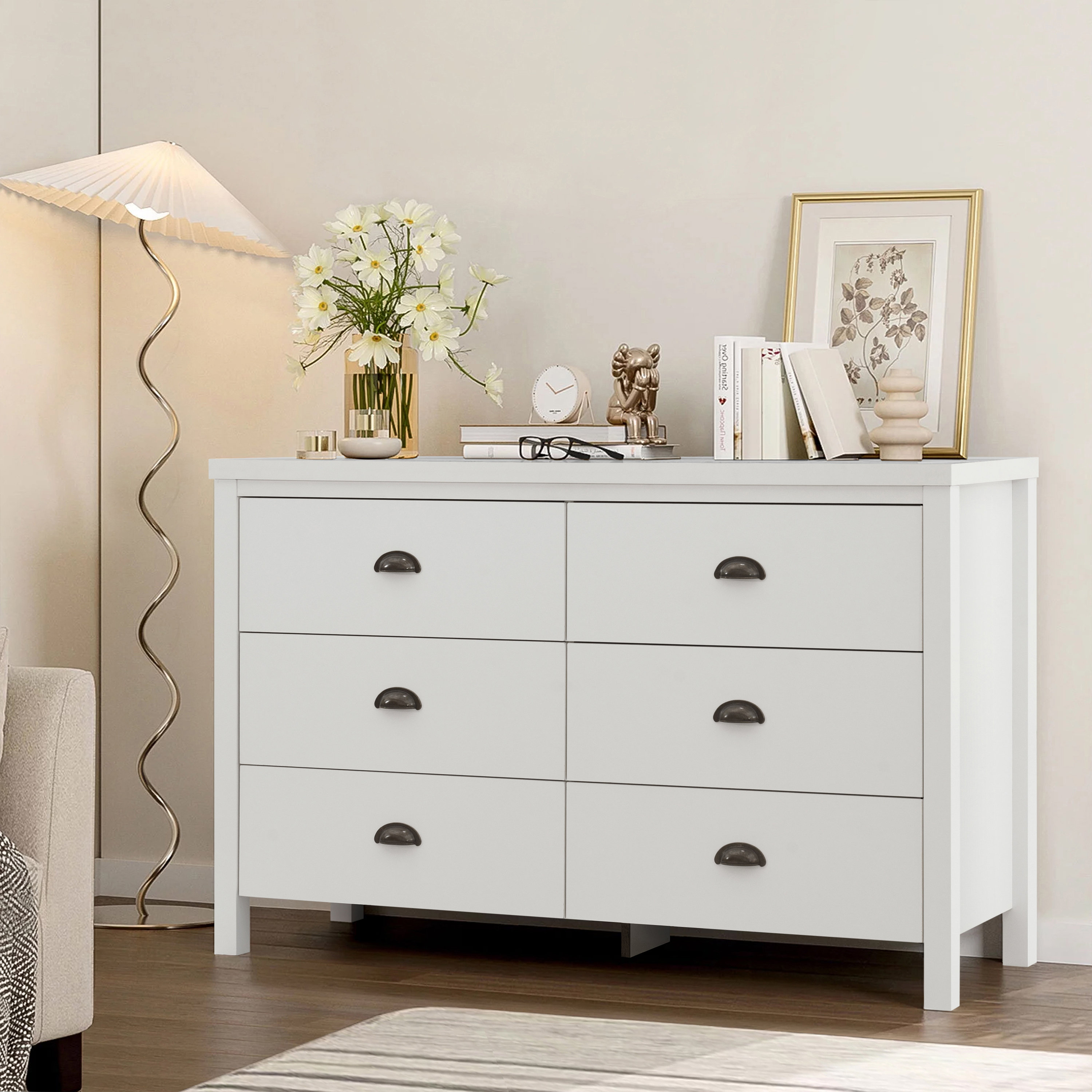 Ebern Designs Azucena 6 Drawer Dresser with Interlock Drawer Safety ...