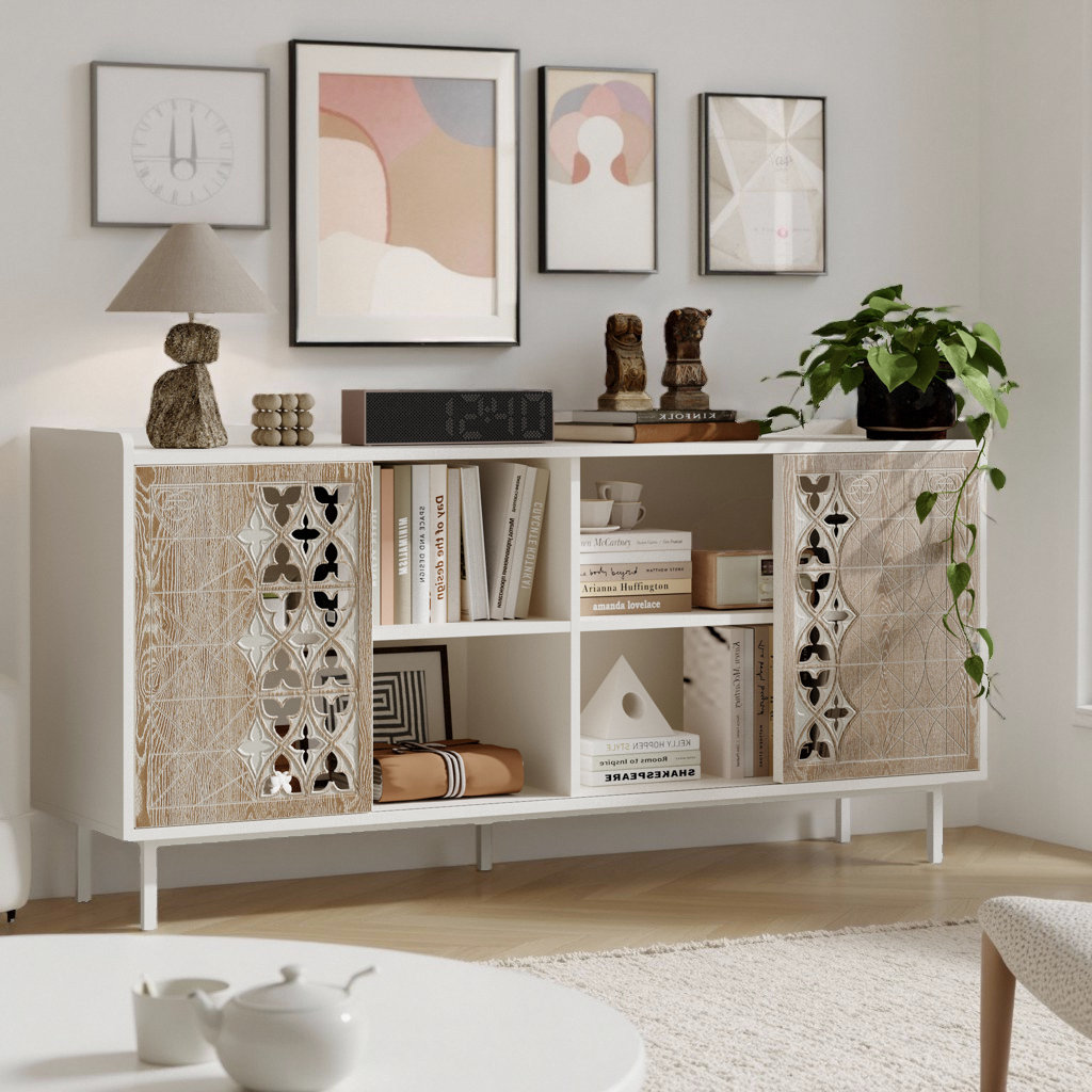 Ophelia & Co. 59" Distressed Vintage Sideboard – Rustic-Chic Storage ...