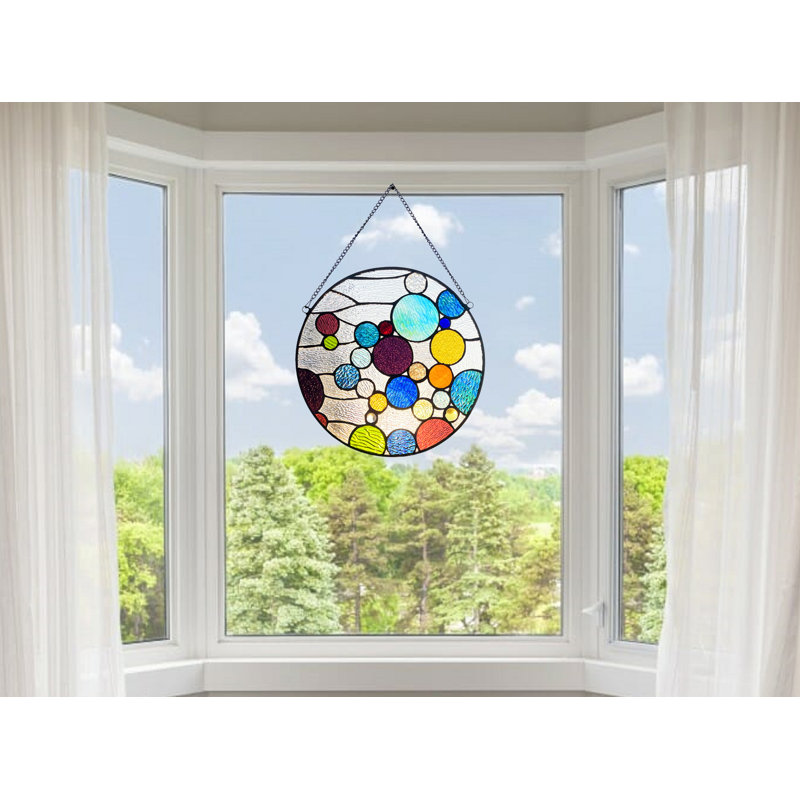Ebern Designs Bubbles Stained Glass Window Panel & Reviews | Wayfair