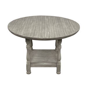 Ophelia & Co. Round Wooden Counter Height Table With 1 Shelf In Light ...