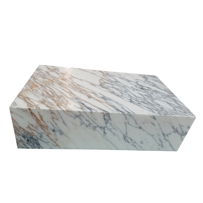 BETACH Genuine Marble Block Coffee Table - Arabescato Marble | Wayfair