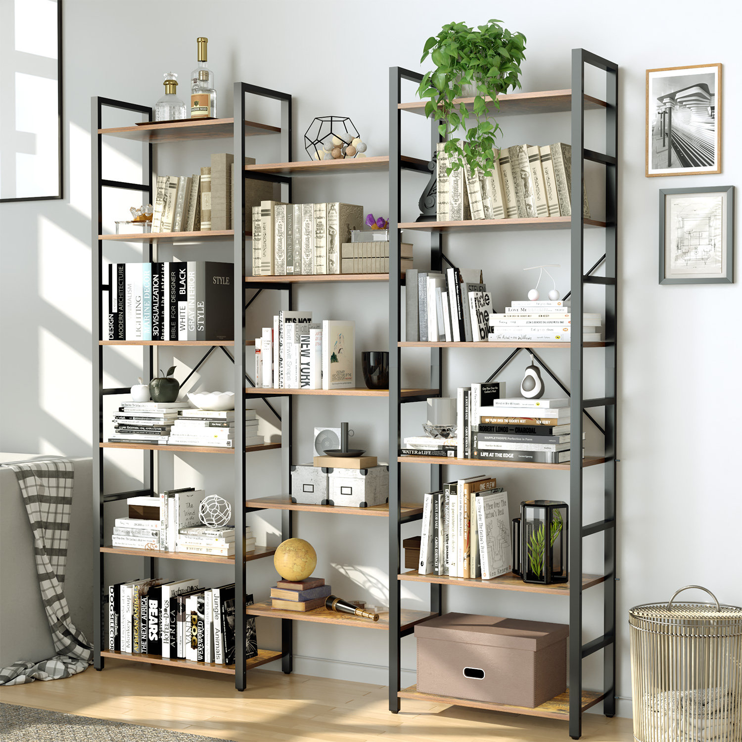 17 Stories Johnclif Steel Etagere Library Bookcase & Reviews | Wayfair