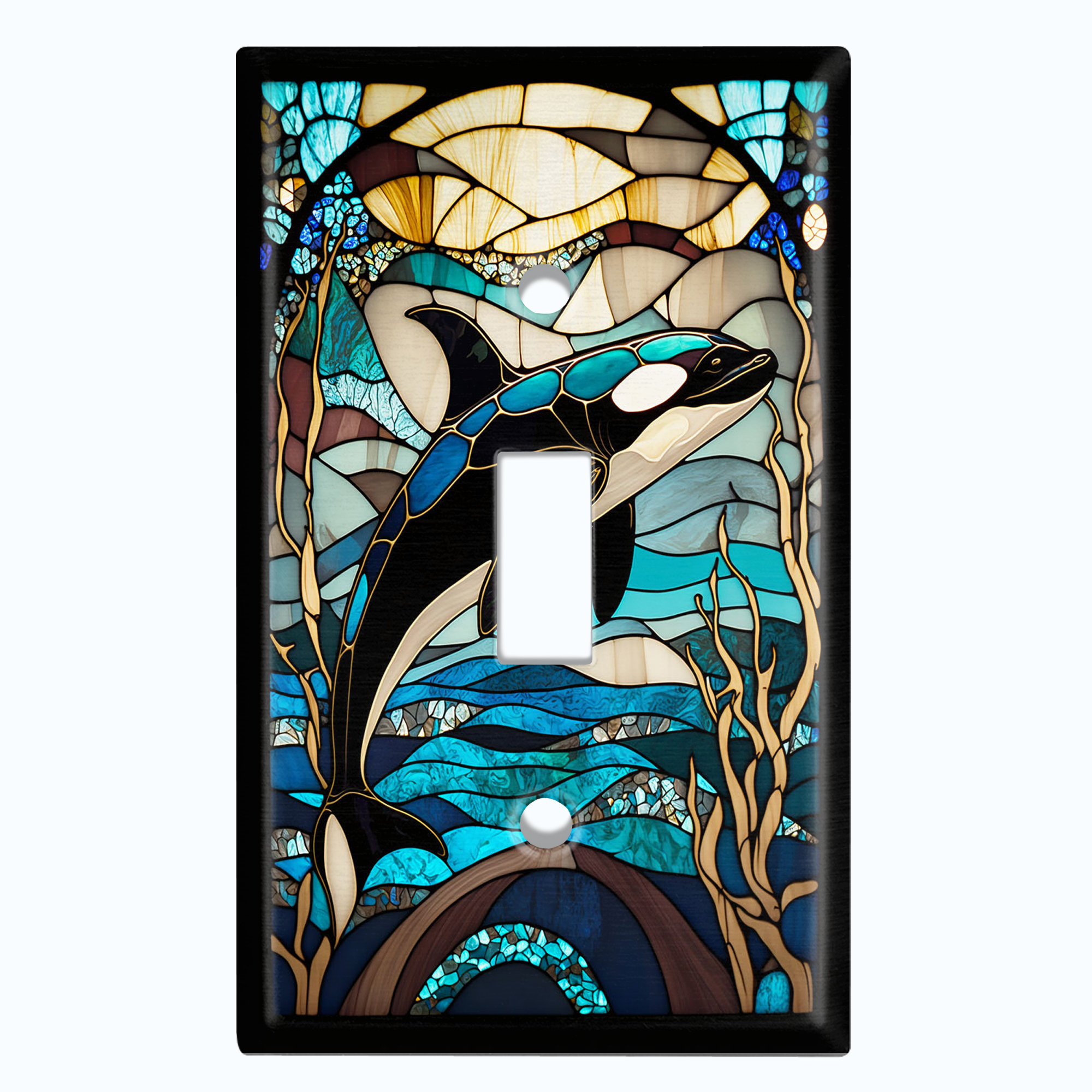 WorldAcc Cute Shamu Glass 1-Gang Toggle Light Switch Wall Plate | Wayfair