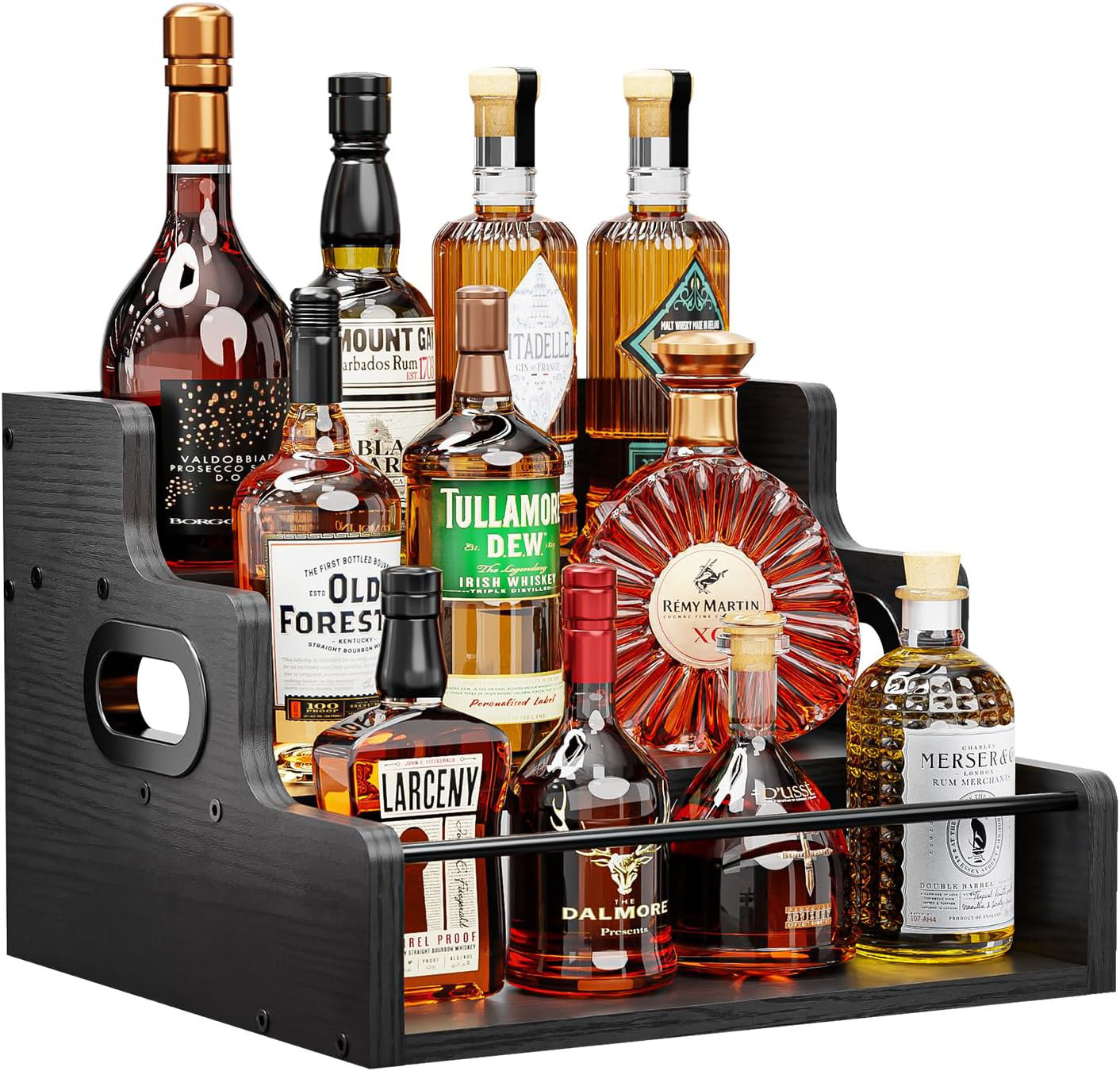 George Oliver 3-Tier Liquor Bottle Display Shelf, Compact Countertop ...