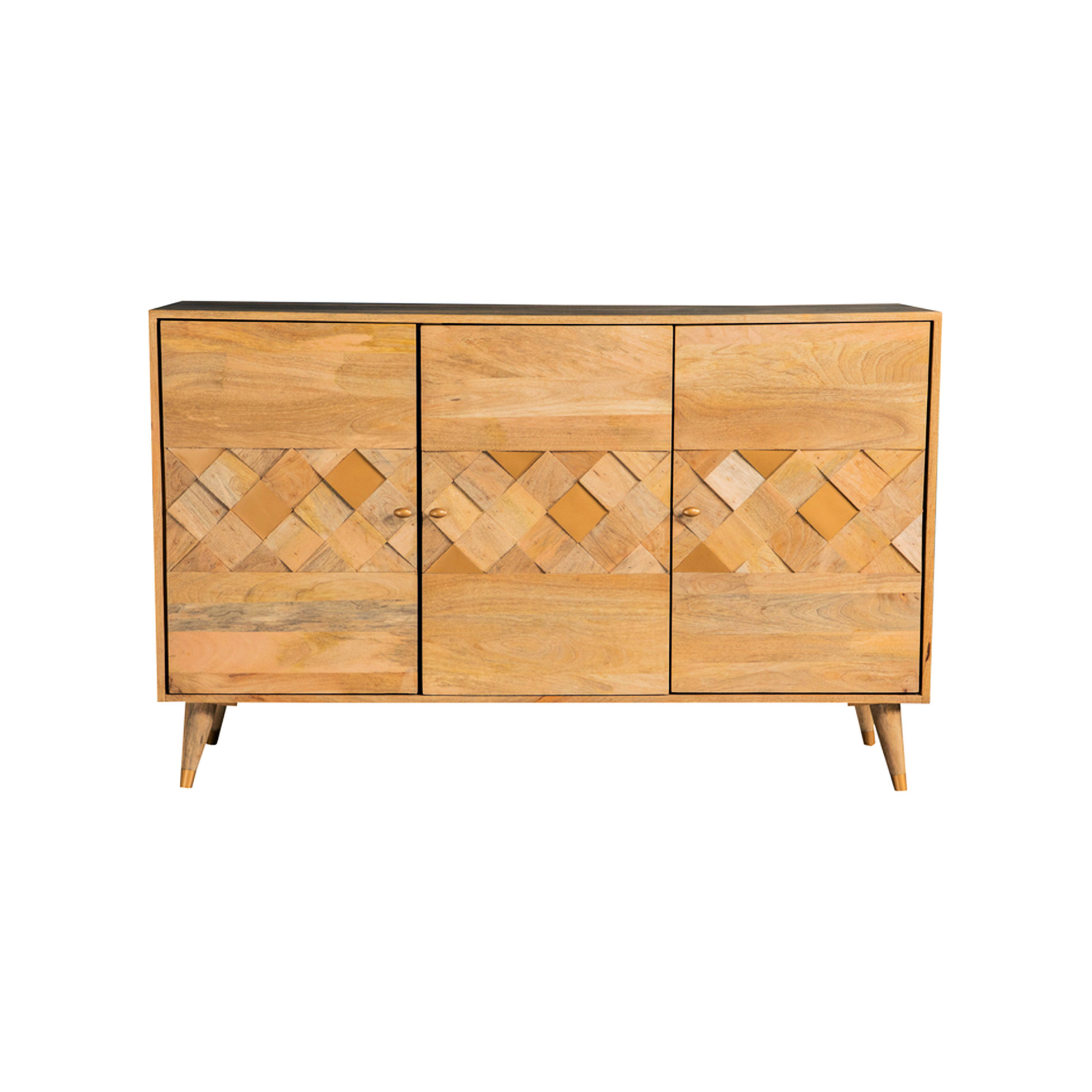 Dakota Fields Checkered Pattern 3-door Accent Cabinet In Natural Color ...