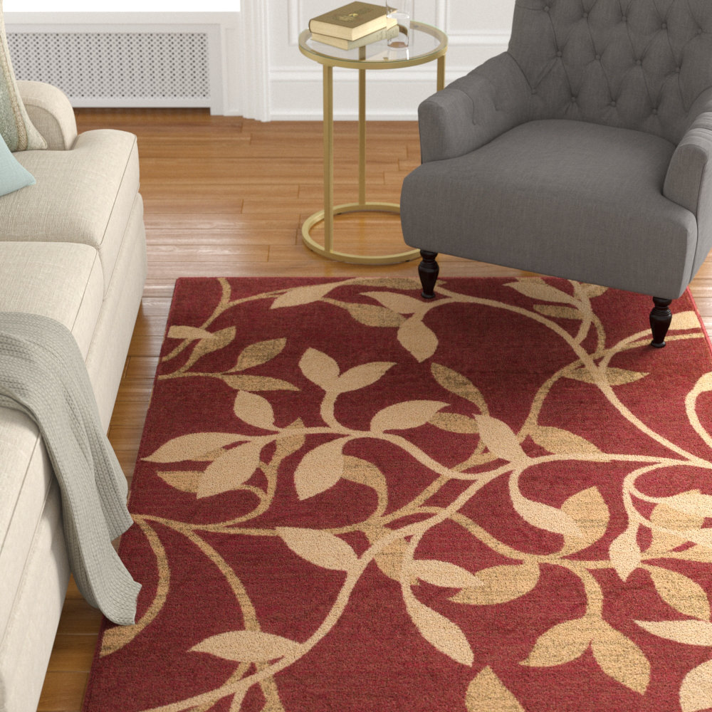 Lark Manor Feagin Floral Dark Red Area Rug & Reviews | Wayfair
