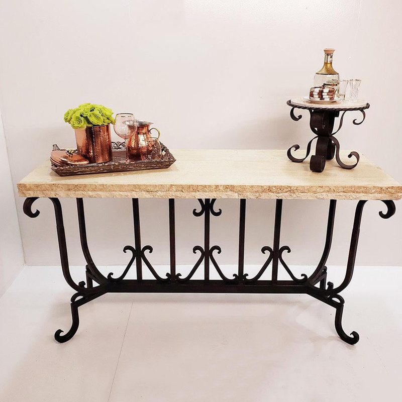 Mexports by Susana Molina Rustic Elegant Travertine Entry Table | Wayfair