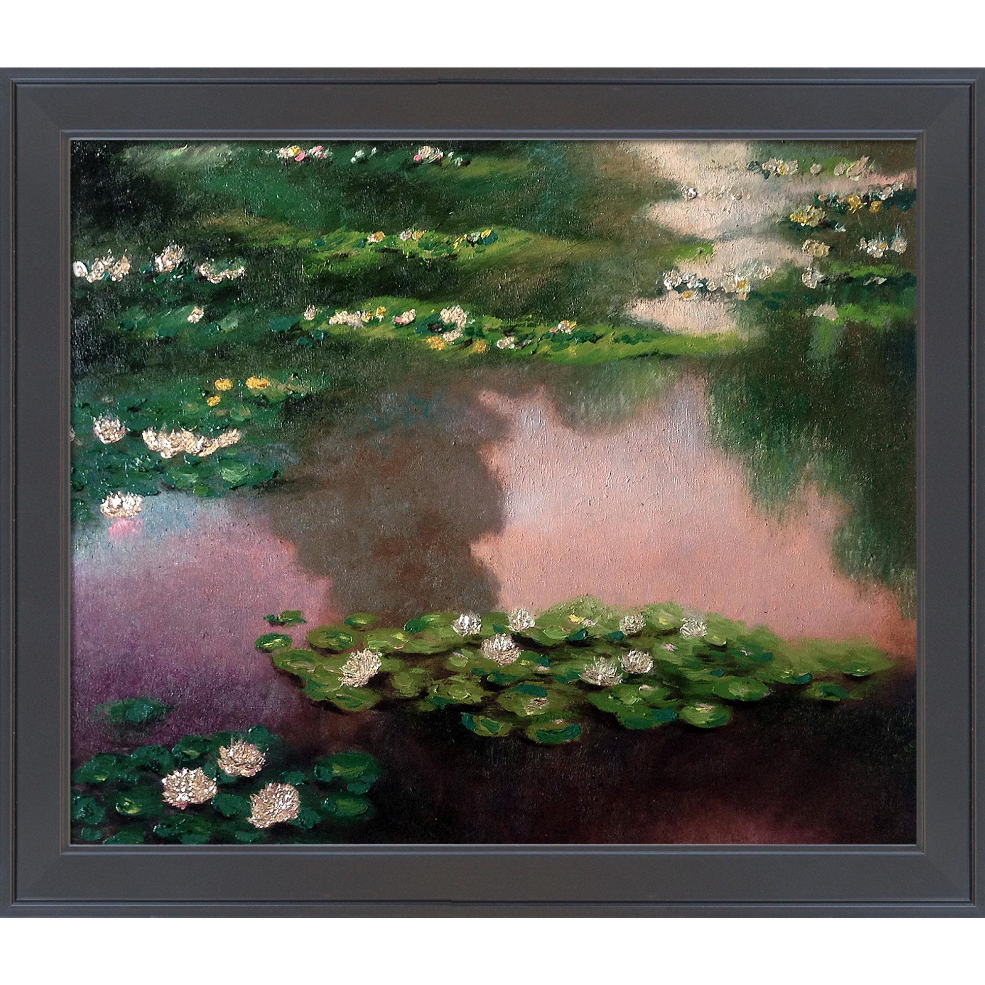 Overstock Art Water Lilies, Green and Violet (Luxury Line) by Claude ...