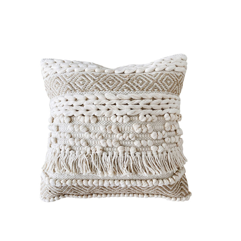 theHOMEmind Boho Pillows Neutral Boho Cotton Pillow Cover | Wayfair