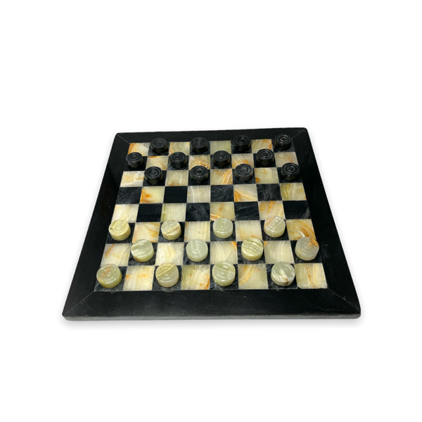 Marble Cultures Handmade 13'' L Stone Checkers Game Set | Wayfair