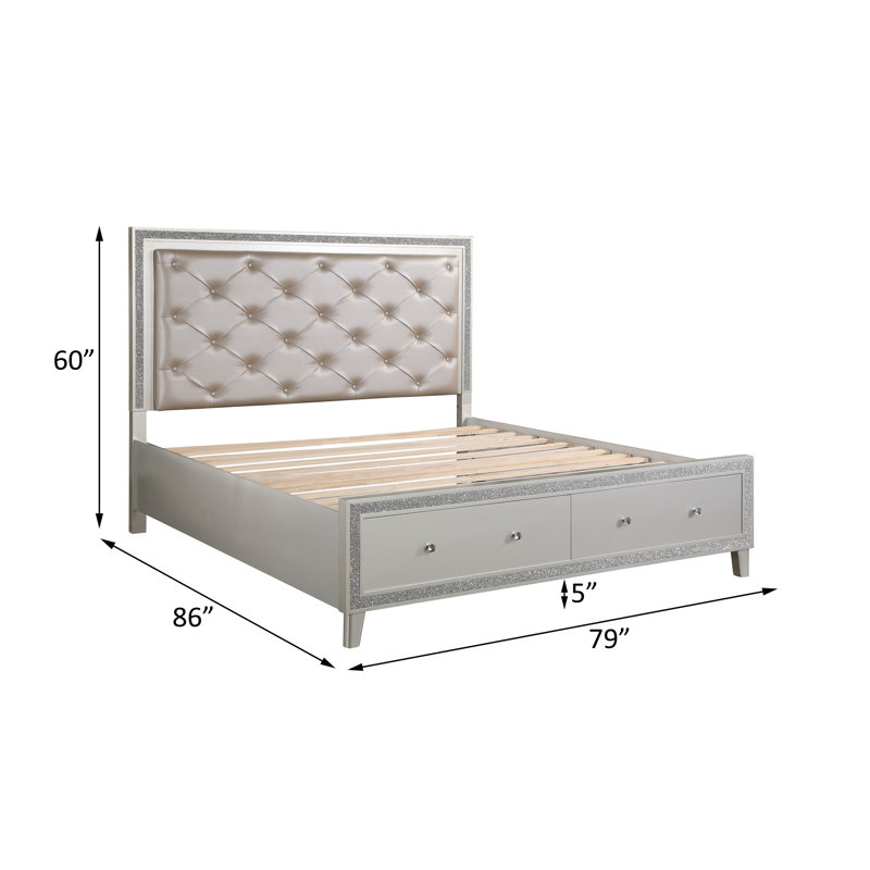 Rosdorf Park Esmahan Tufted Storage Bed with LED in Champagne - Wayfair ...