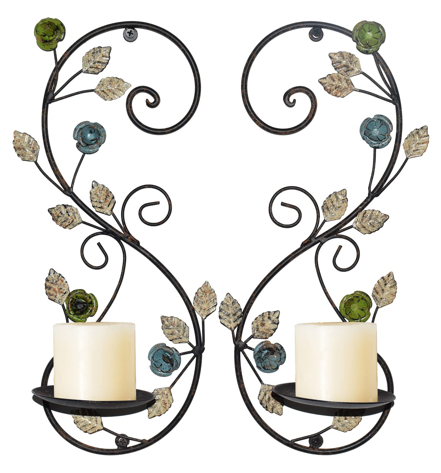 Astoria Grand Wall Sconces Candle Holder Set Of 2, Antique Multi-Color ...