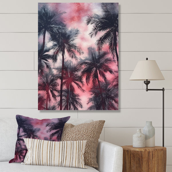 Wrought Studio " Vintage Pink Palm Trees Shadows " - Wayfair Canada