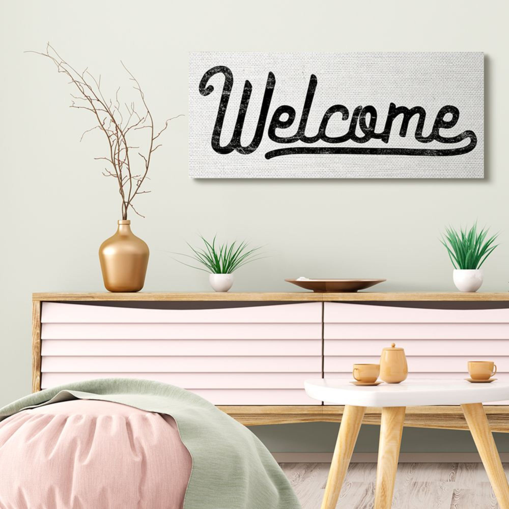 Stupell Industries Minimalist Welcome Sign With Whimsical Script by ...