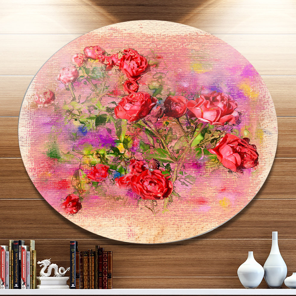 Design Art 'Roses Pastel Chalk Illustration' Oil Painting Print on ...