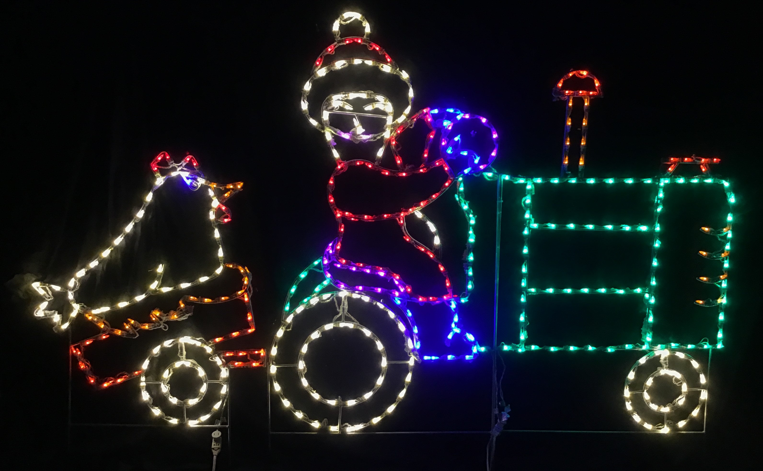 Lori's Lighted D'Lites Mrs. Claus Driving Tractor with Chicken Cart ...