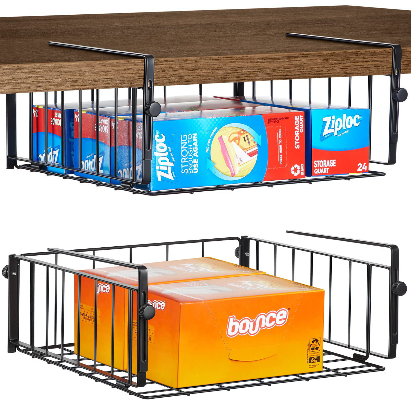 Rebrilliant 2 Pack Hanging Under Shelf Storage Basket,Adjustable Under ...