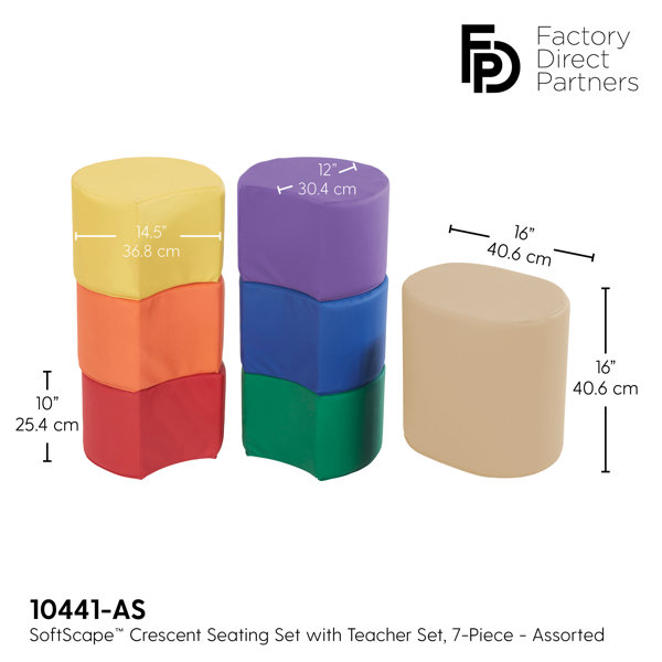 Factory Direct Partners SoftScape Crescent Seating Set, 7 Piece | Wayfair