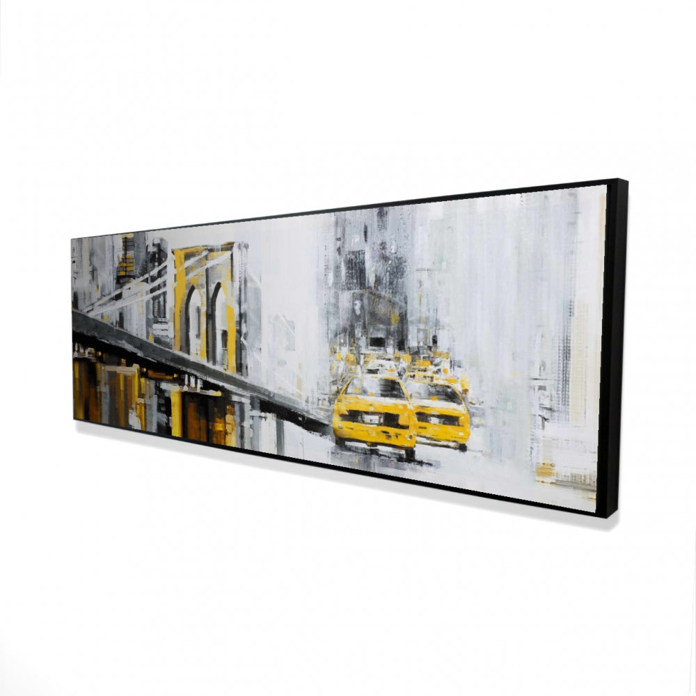 Red Barrel Studio® " Yellow Brooklyn Bridge With Taxis " on Canvas ...