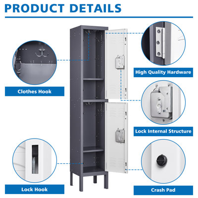 Steelcube Metal 2 - Tier 12.01'' Gym & Locker Room Locker with Padlock ...