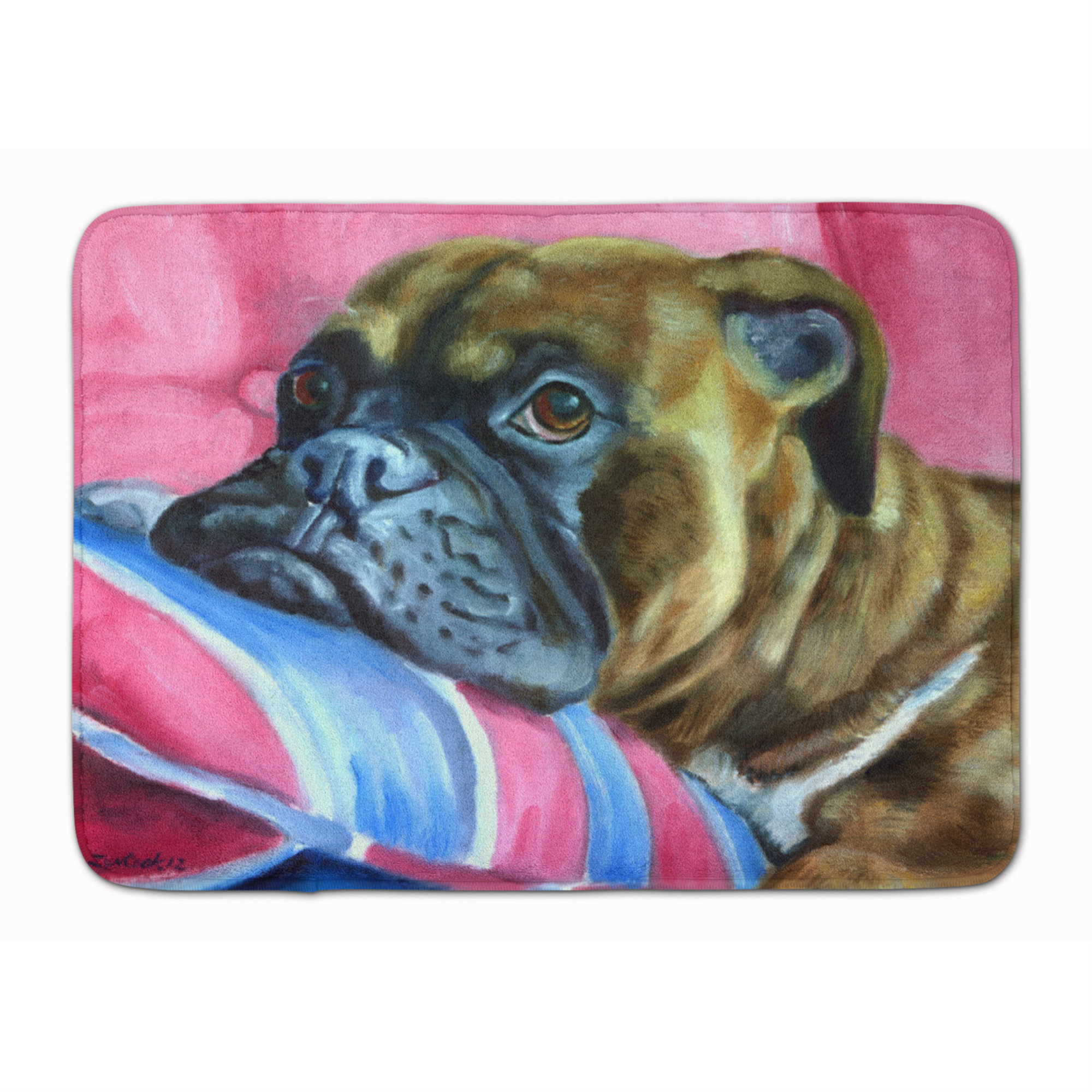Winston Porter Fawn Boxer Rectangle Microfiber Non-Slip Bath Rug | Wayfair