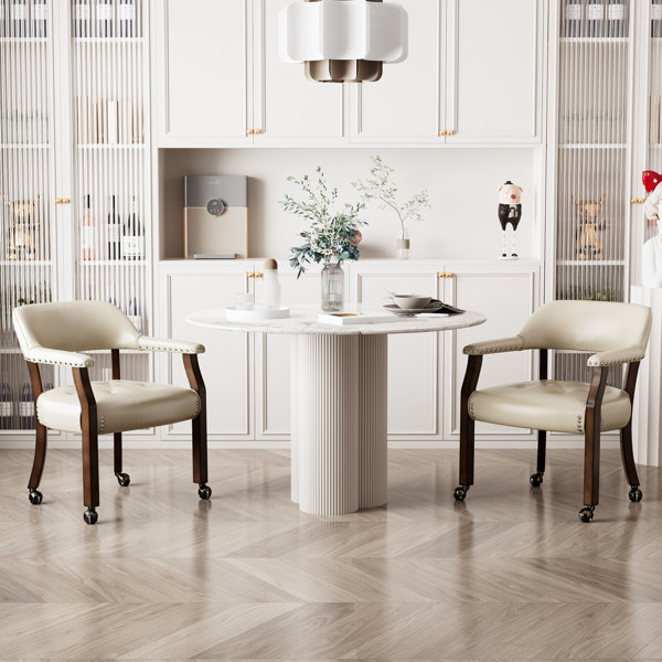 Red Barrel Studio® Porker Tufted Sponge Dining Chairs with Casters ...