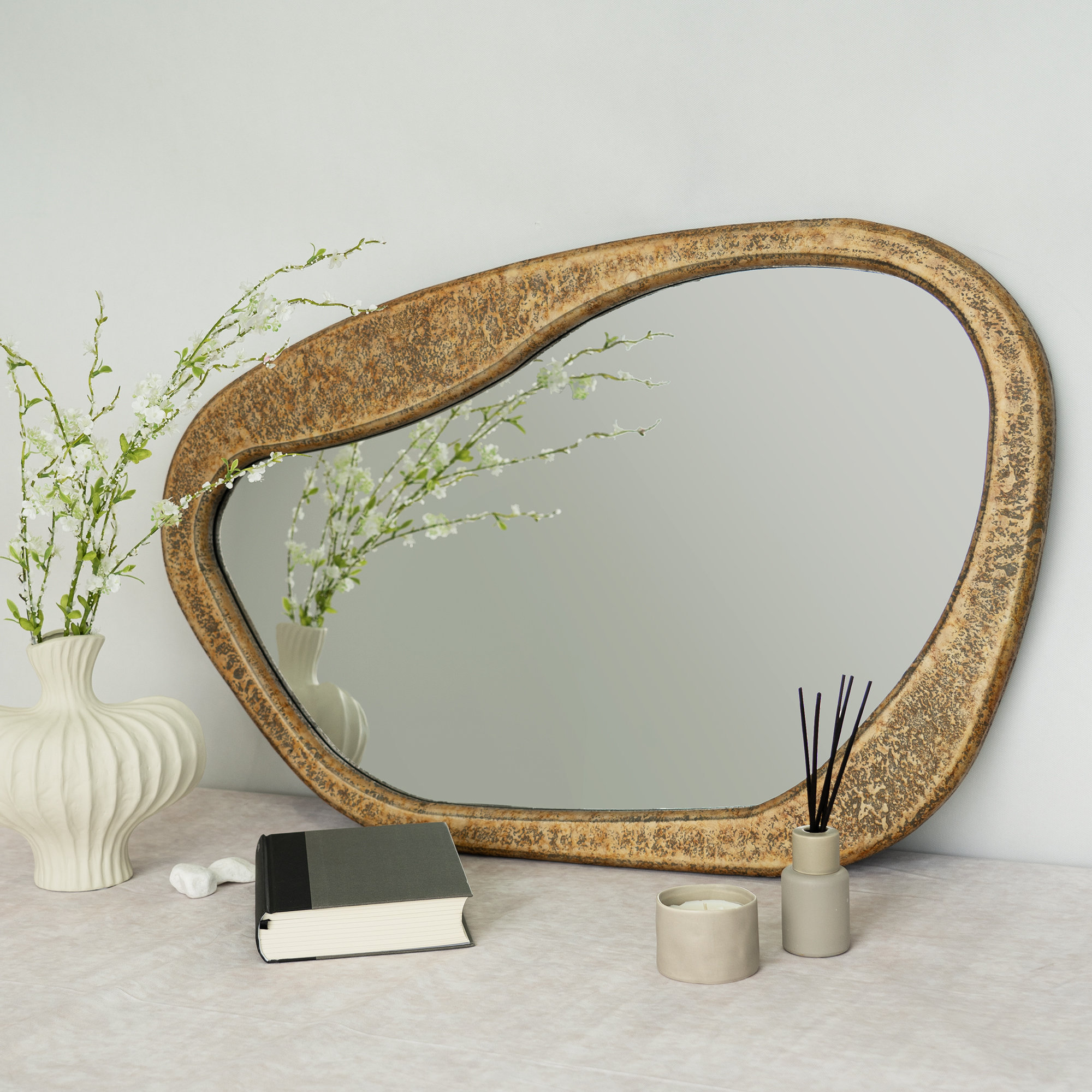 House of Hampton® Darvil Vintage Asymmetrical Decorative Wall Mirror ...