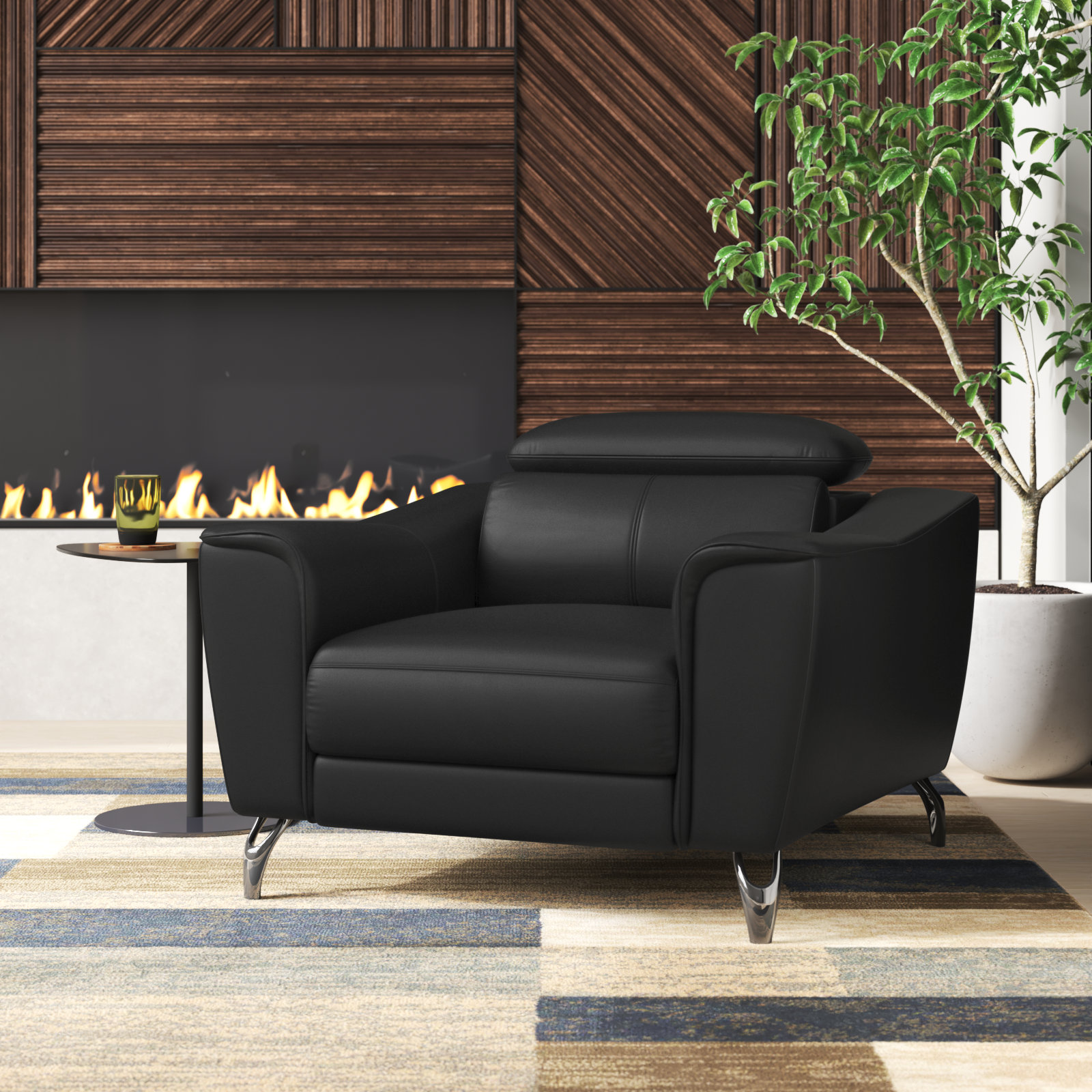 Wade Logan Ashawna Anneka Genuine Leather Armchair | Wayfair